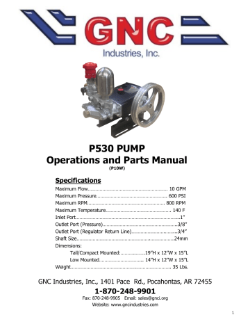 GNC P530 Operation And Parts Manual | Manualzz