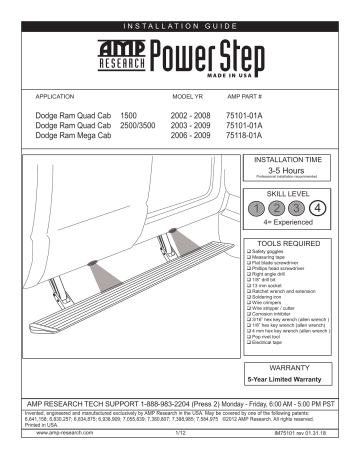 AMP Research PowerStep 75101-01A Installation Manual | Manualzz