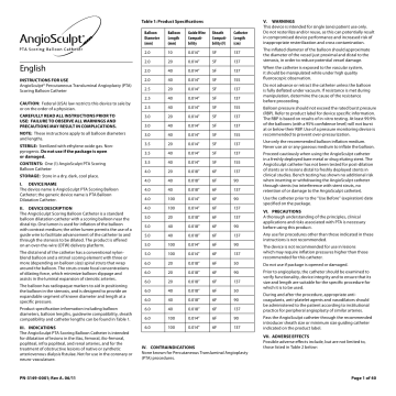 AngioScore AngioSculpt Instructions For Use Manual | Manualzz