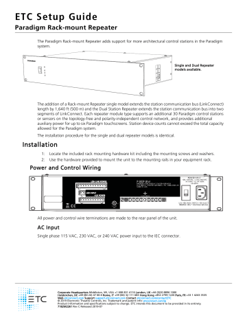 ETC Paradigm P-REP-RM Setup Manual | Manualzz