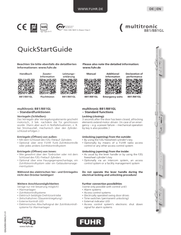 FUHR multitronic 881, multitronic 881GL Quick Start Manual | Manualzz
