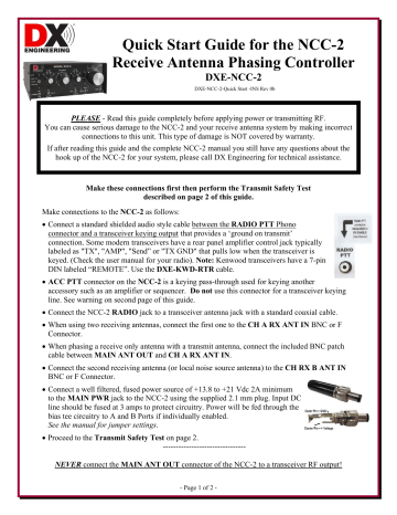 DX Engineering DXE-NCC-2 Quick Start Manual | Manualzz