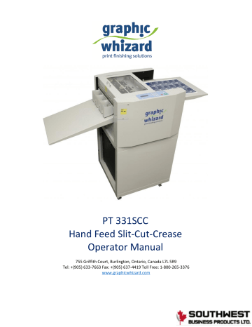 Graphic Whizard PT 331SCC Operator's Manual | Manualzz