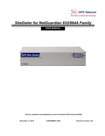 DPS Telecom NetGuardian 832/864A User Manual | Manualzz