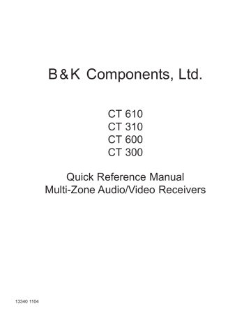 B&K CT600, CT610 Quick Reference Manual | Manualzz