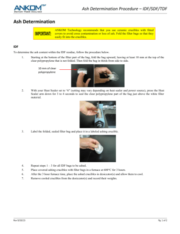 Ankom IDF, TDF Procedure | Manualzz
