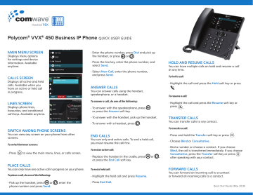 comwave Polycom VVX 450 Quick User Manual | Manualzz
