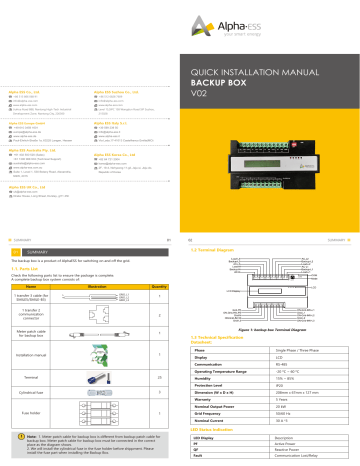 Alpha ESS Backup Box V02 Quick Installation Manual | Manualzz