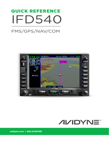 Avidyne IFD540 Quick Reference | Manualzz