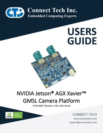 Connect Tech NVIDIA Jetson AGX Xavier GMSL Camera Platform User Manual ...