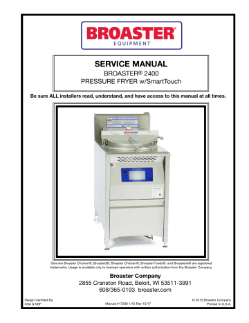 Broaster 2400 Series, 2400E, 2400GH Service Manual | Manualzz