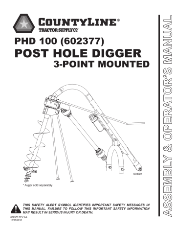 CountyLine 602377, PHD 100 Assembly & Operators Manual | Manualzz