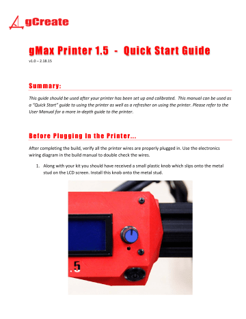 gCreate gMax 1.5 Quick Start Manual | Manualzz