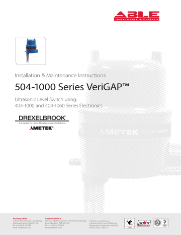 Ametek Drexelbrook VeriGAP 504-1000 Series Installation & Maintenance ...