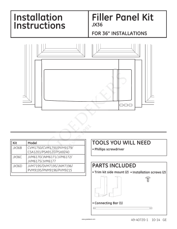 goedekers JX36B Installation Instructions | Manualzz