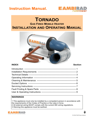 Ambirad TORNADO Installation And Operating Manual | Manualzz