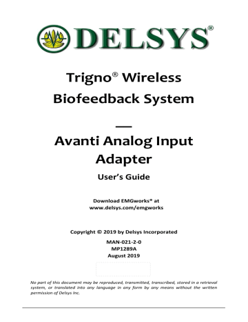 Delsys Trigno Avanti User Manual | Manualzz