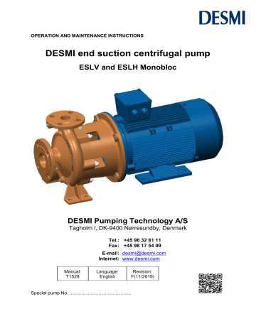 Desmi ESLH 40-180 Operation And Maintenance Instructions | Manualzz