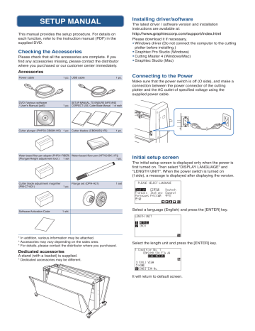 GRAPHTEC FC9000 Series Setup Manual | Manualzz