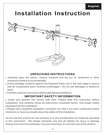 Display Mount Pro LCD482T-STAND Installation Instruction | Manualzz