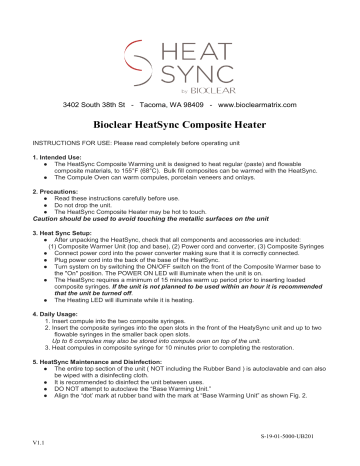 BIOCLEAR HeatSync Instructions For Use | Manualzz