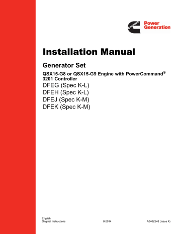 CUMMINS DFEG, DFEK Installation Manual | Manualzz