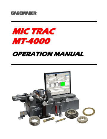 GAGEMAKER MIC TRAC MT-4000 Operation Manual | Manualzz