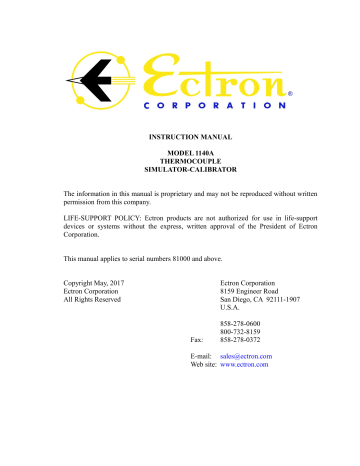 Ectron 1140A Instruction Manual | Manualzz