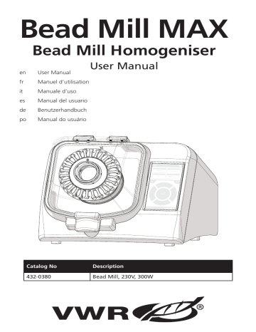VWR Bead Mill MAX Manual Del Usuario | Manualzz