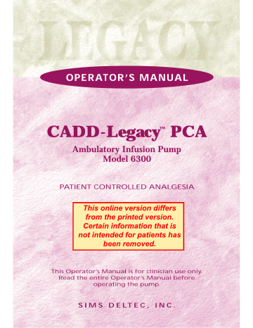 Deltec CADD-Legacy PCA 6300 Operator's Manual | Manualzz