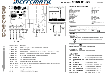 Dieffematic EKOS M1 230 Instructions | Manualzz
