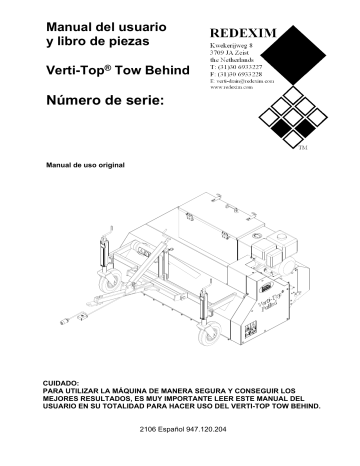 Redexim Verti-Top Tow Behind Manual de usuario | Manualzz