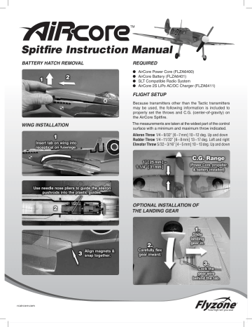 Flyzone Aircore Spitfire Instruction Manual | Manualzz