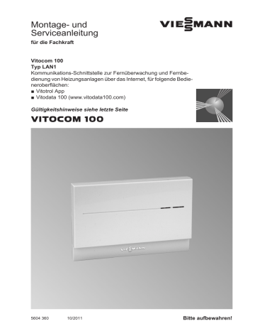 Viessmann VITOCOM 100 Montage- Und Serviceanleitung | Manualzz