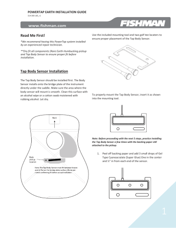 Fishman PowerTap Earth, RARE EARTH - Installation Manual | Manualzz