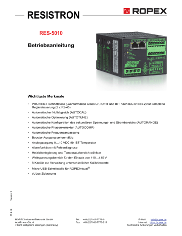Ropex RESISTRON RES-5010, RESISTRON RES-5012 Betriebsanleitung | Manualzz