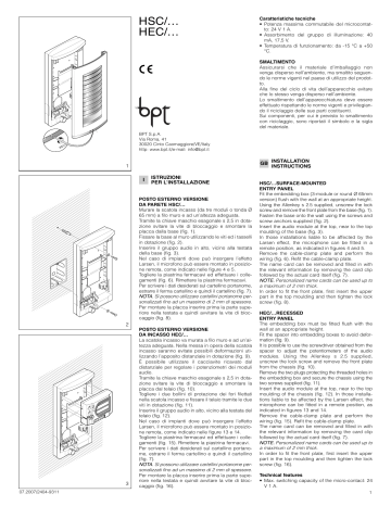 Bpt HSC Serie Installationsanleitung | Manualzz