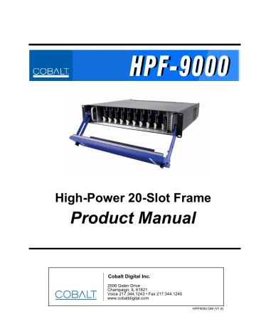Cobalt Digital Inc HPF-9000 Product Manual | Manualzz