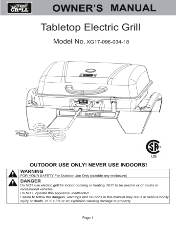 EXPERT GRILL XG17-096-034-18 Owner's Manual | Manualzz