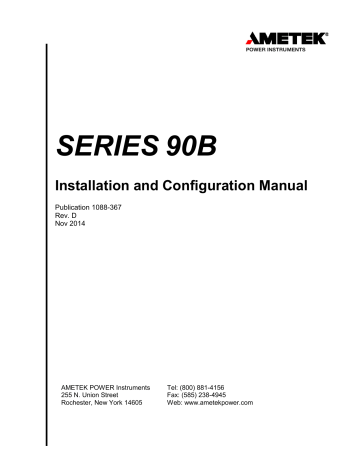 Ametek 90B Series, AN-3200 Installation And Configuration Manual | Manualzz