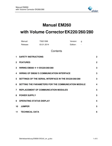 Elster EM260 Manual | Manualzz