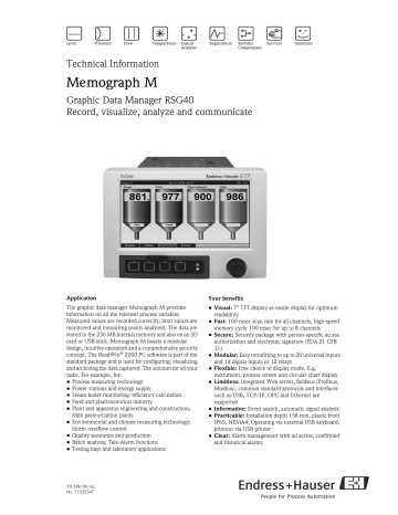 Endress+Hauser Memograph M RSG40 Technical Information | Manualzz
