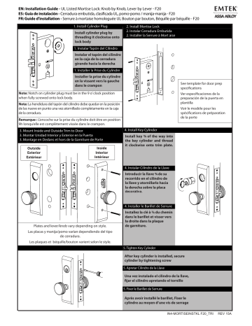 Emtek Assa Abloy F20 Installation Manual | Manualzz