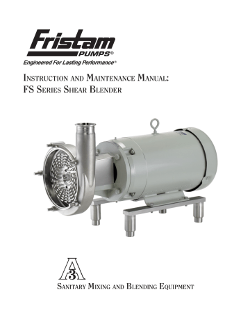 Fristam Pumps FS Series Instruction And Maintenance Manual | Manualzz