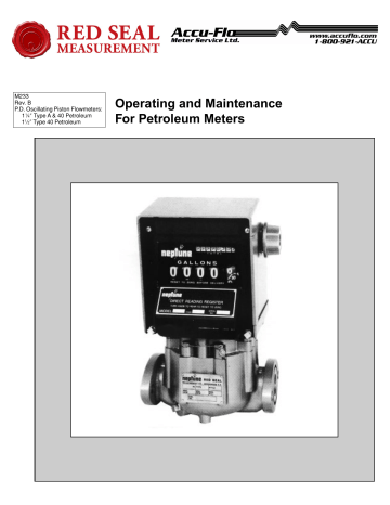 Accu-Flo Meter Service RED SEAL MEASUREMENT neptune Operating And ...