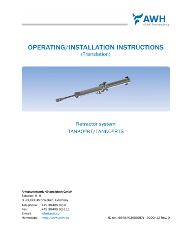 AWH Tanko RT Operating & Installation Instructions Manual | Manualzz