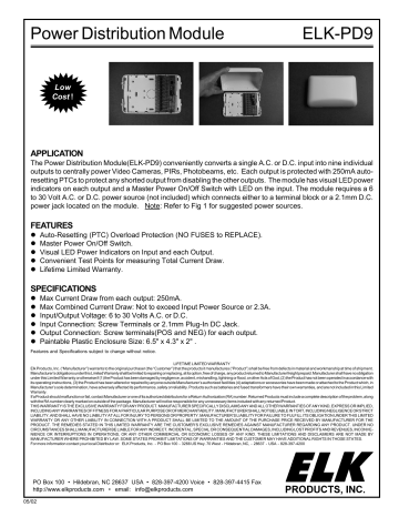 Elk Products ELK-PD9 Installation Instructions | Manualzz