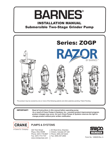 Crane BARNES RAZOR ZOGP Series Installation Manual | Manualzz