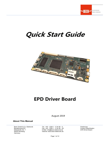 Beck EPD Driver Board Quick Start Manual | Manualzz