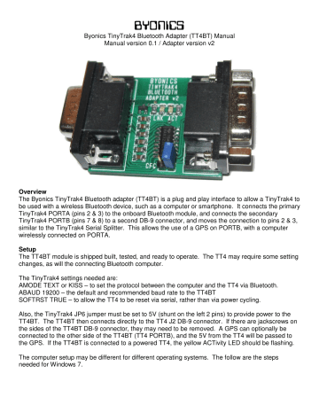 BYONICS TinyTrak4 Manual | Manualzz
